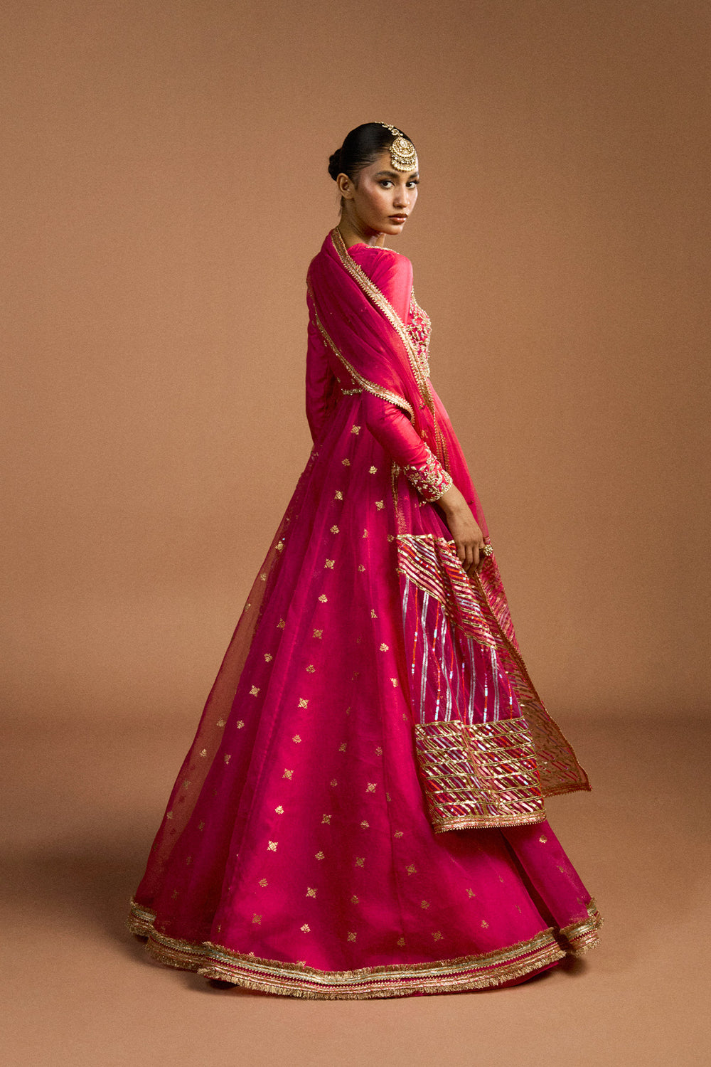 Hot Pink Peshwas with Lehenga - Zuria Dor