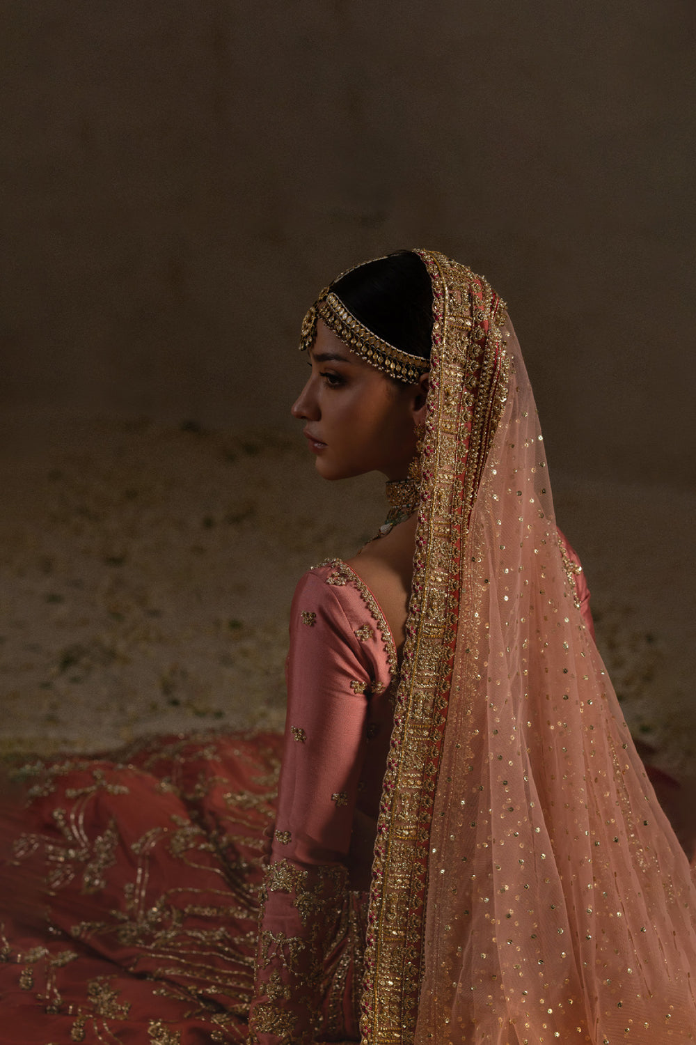 Elegant Warm Coral Bridal Dress - Zuria Dor