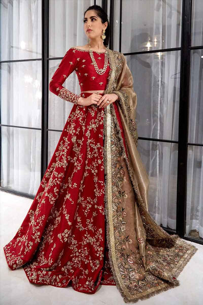 Deep Red Bridal Lehenga - Zuria Dor