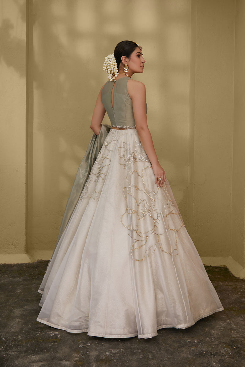 Celia White/Green Embellished Formal Dress – Zuria Dor